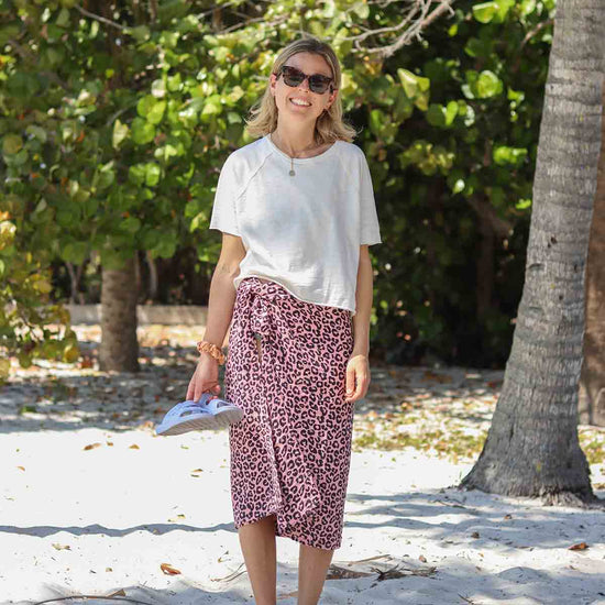 Paréo Louisa Léopard Strawberry | Accessoires Femme | Rose in April